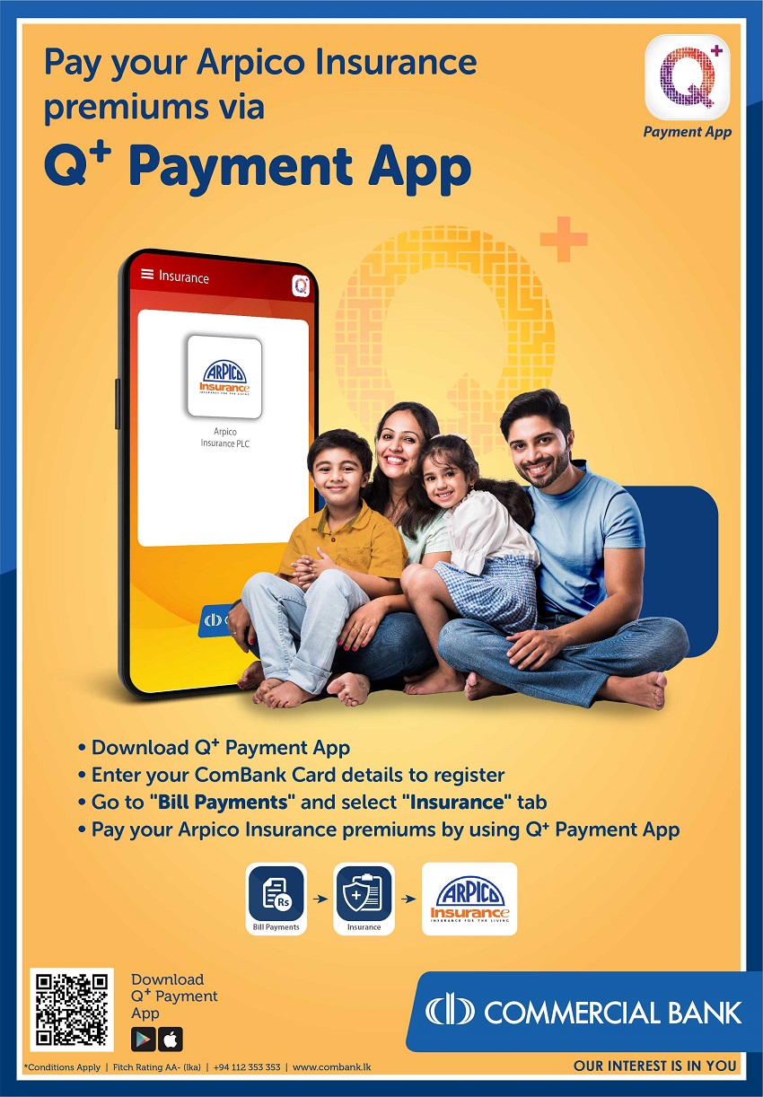 Commercial Bank | Pay your Arpico Insurance premiums via Q+ Payment App